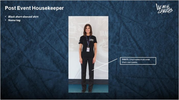 Employee Handbook | Canucks Sports & Entertainment | Uniforms