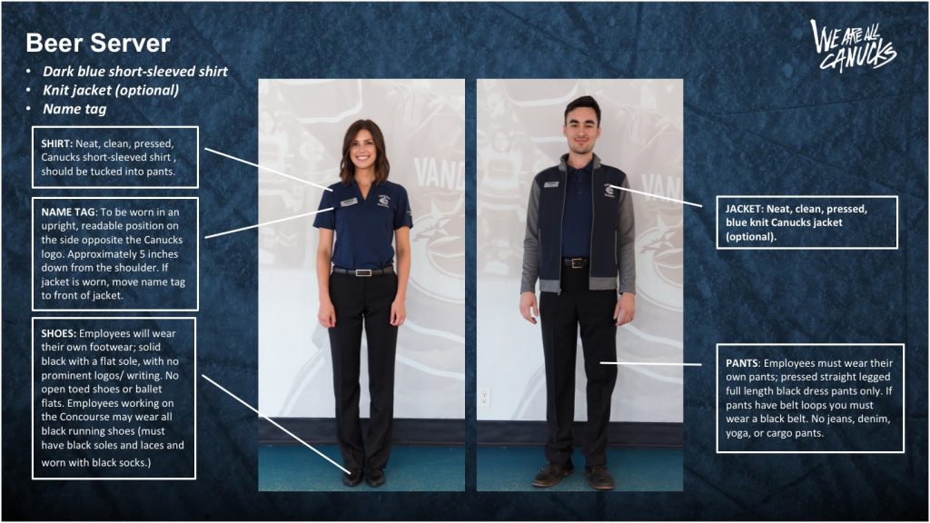 Employee Handbook | Canucks Sports & Entertainment | Uniforms